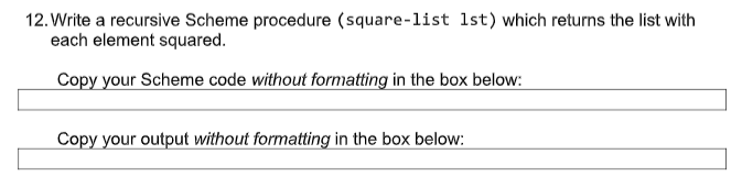 12. Write a recursive Scheme procedure (square-list | Chegg.com