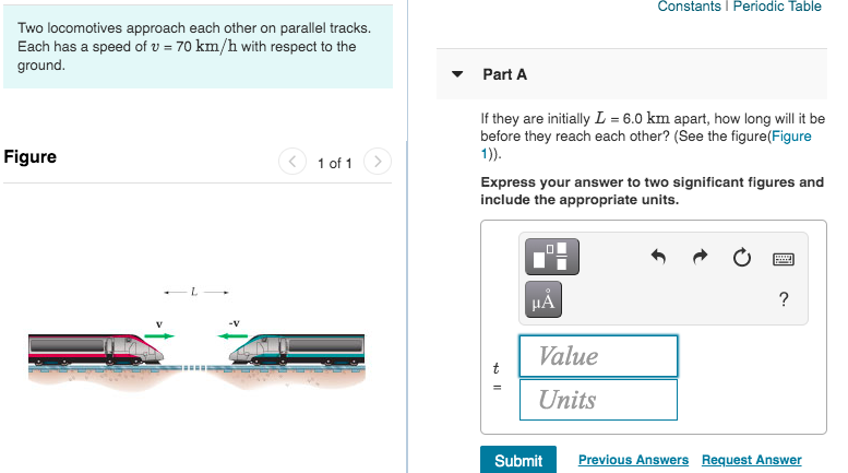 Solved Constants I Periodic Table Two locomotives approach | Chegg.com