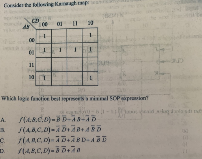 Solved Consider the following Karnaugh map: CD B0001 11 10 | Chegg.com