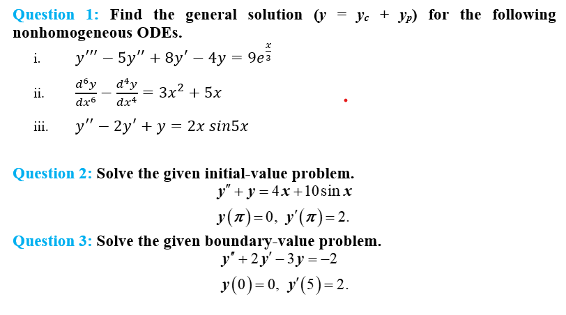 Question 2 Solve The Given Initial Value