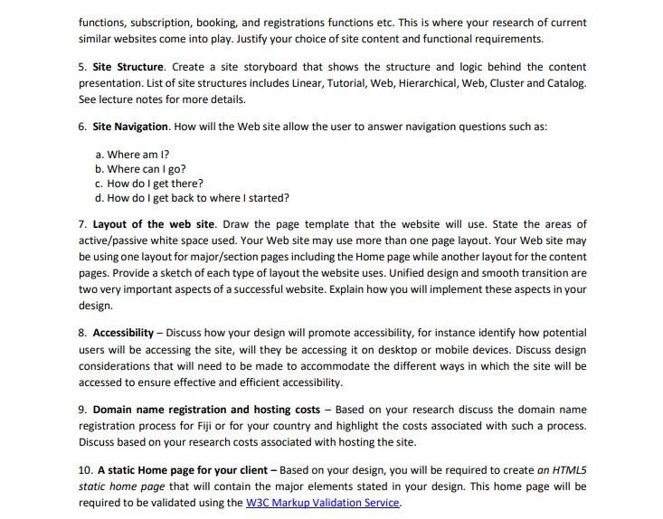 Solved Aim: To design a Website for a client based on a | Chegg.com