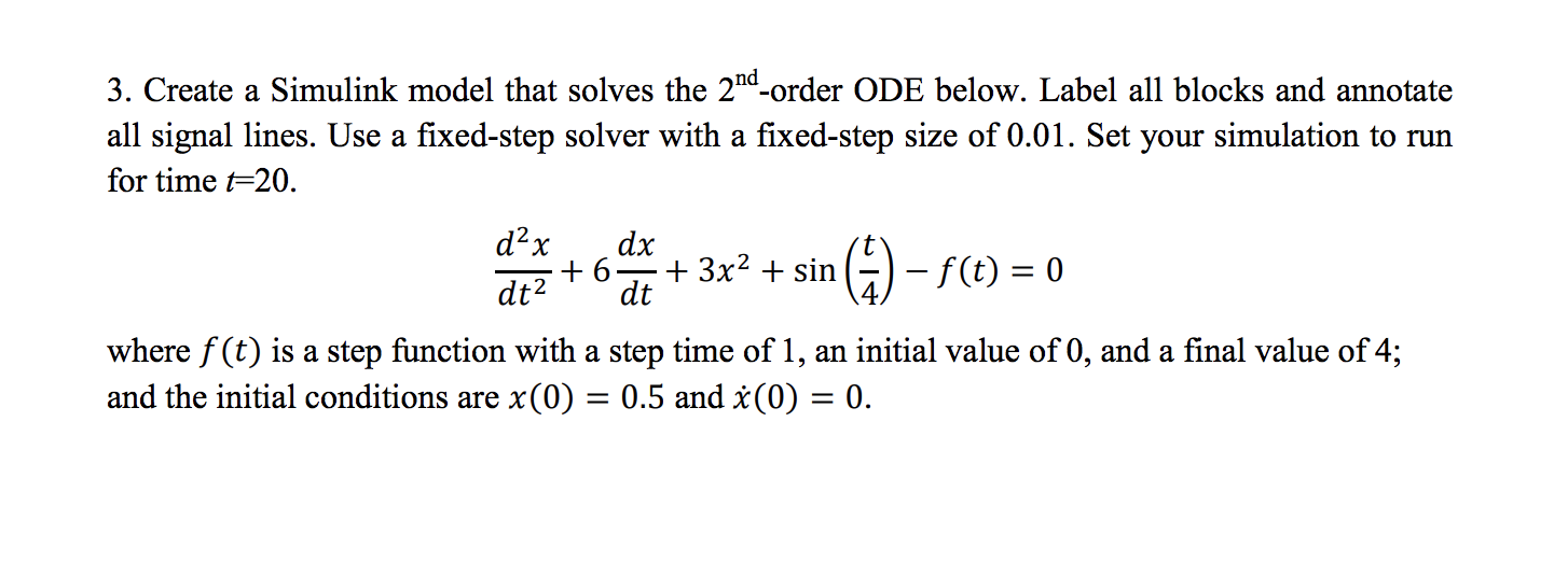 3. Create a Simulink model that solves the 2nd-order | Chegg.com