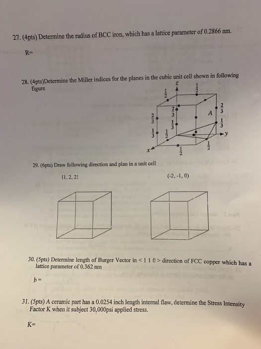 Solved 27.(4pts) Determine the radius of BCC iron, which has | Chegg.com