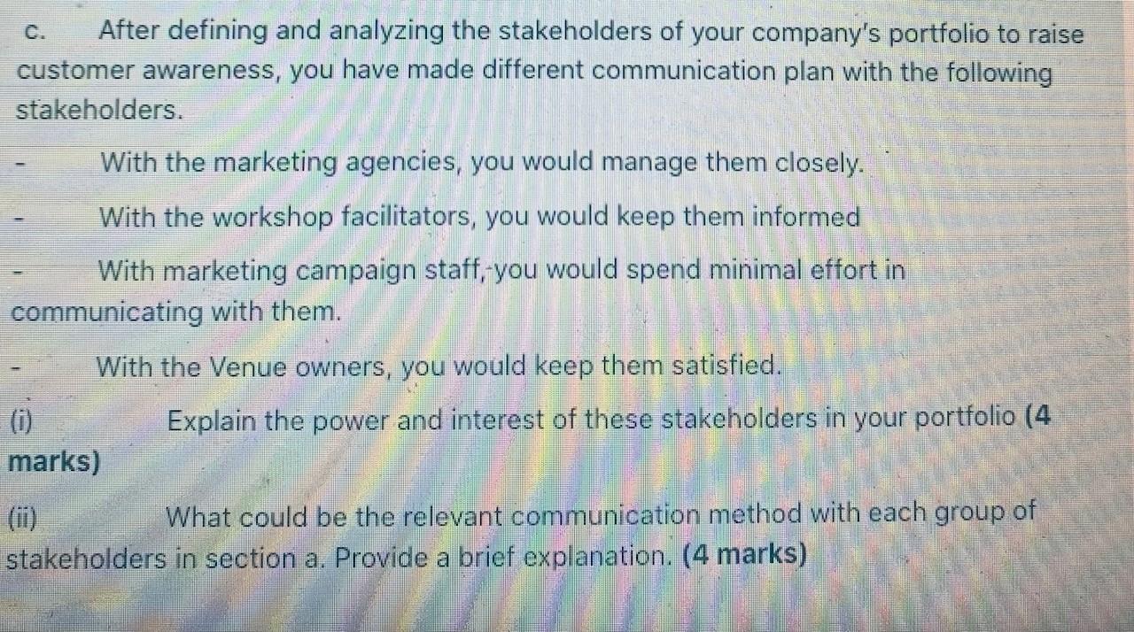 Solved C. After defining and analyzing the stakeholders of | Chegg.com