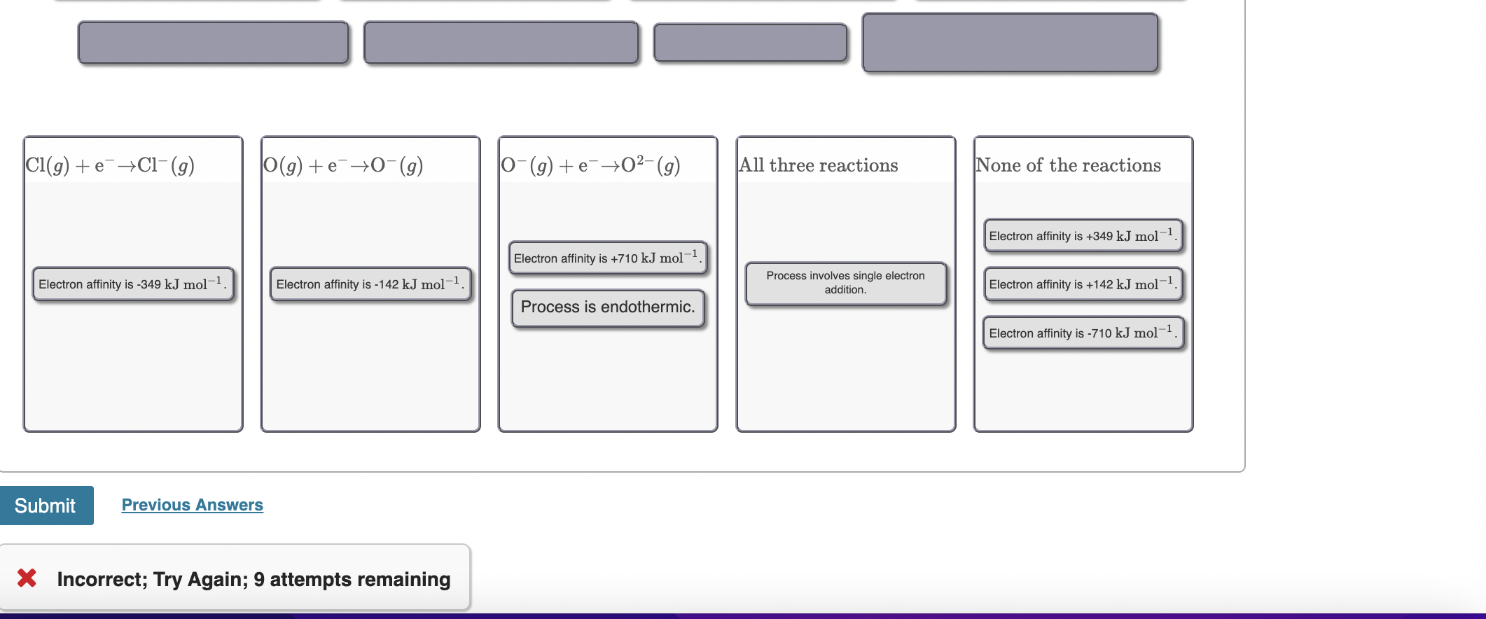 Solved x Incorrect; Try Again; 9 attempts remaining | Chegg.com