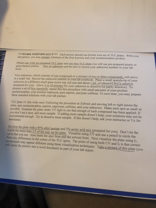 Solved Thin layer chromatography lab-1st plate substances in | Chegg.com