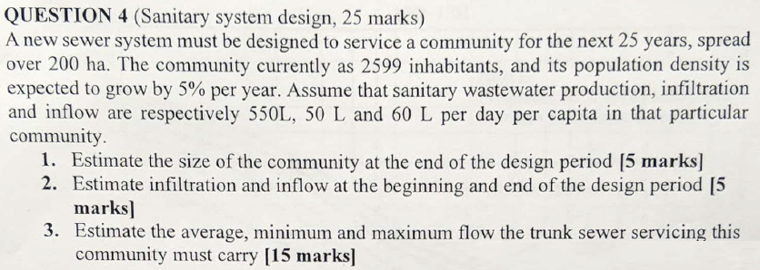 Solved QUESTION 4 (Sanitary system design, 25 marks) A new | Chegg.com Solved QUESTION 4 (Sanitary system design, 25 marks) A new | Chegg.com