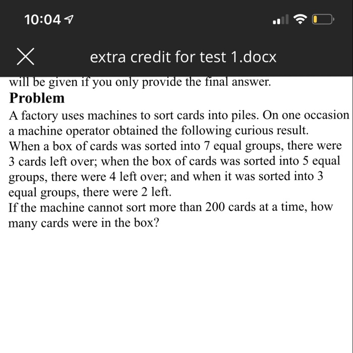 Solved 10:04 7 extra credit for test 1.docx will be given if | Chegg.com