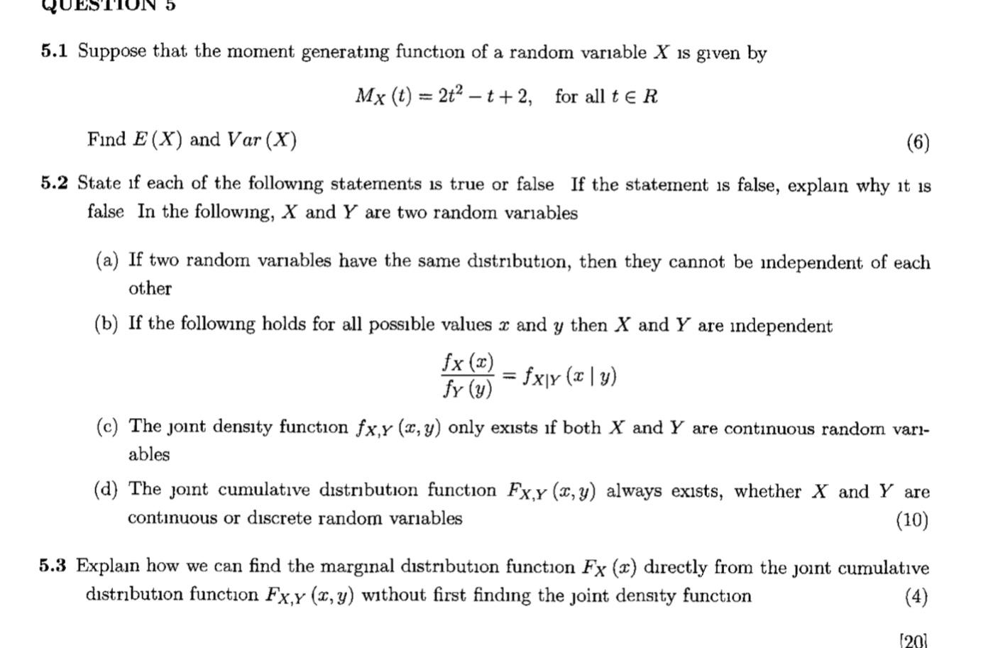Solved 5.1 Suppose that the moment generating function of a | Chegg.com
