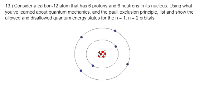 Solved 13.) Consider a carbon-12 atom that has 6 protons and | Chegg.com