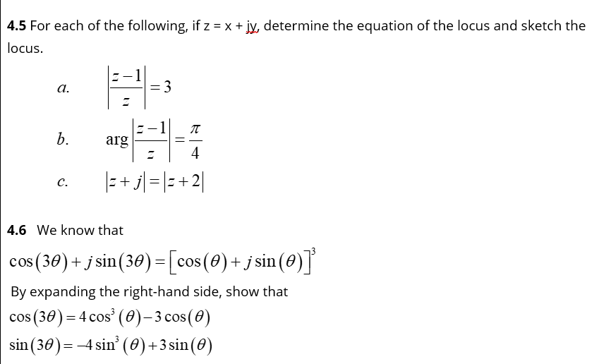 Solved Part 4: 4.1 Determine the moduli and arguments of the | Chegg.com