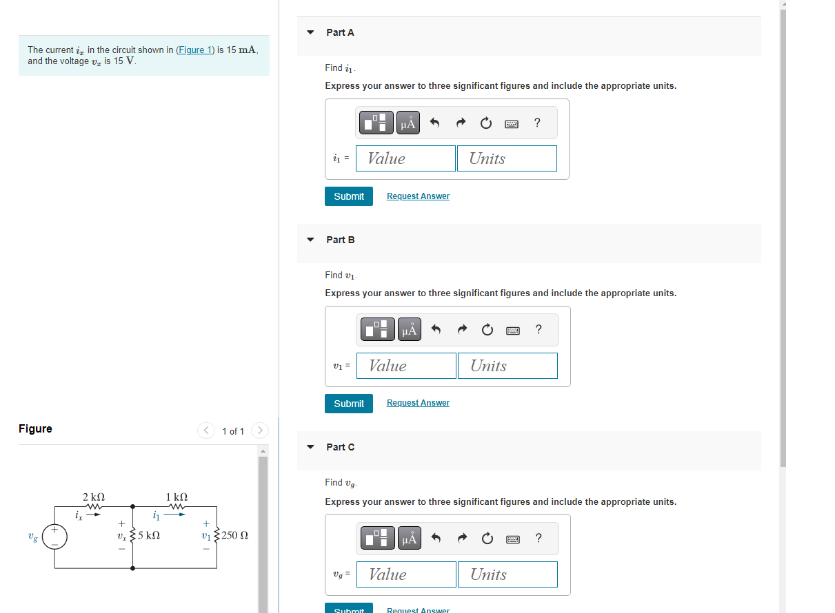 Solved The current ix in the circuit shown in is 15 mA, and | Chegg.com