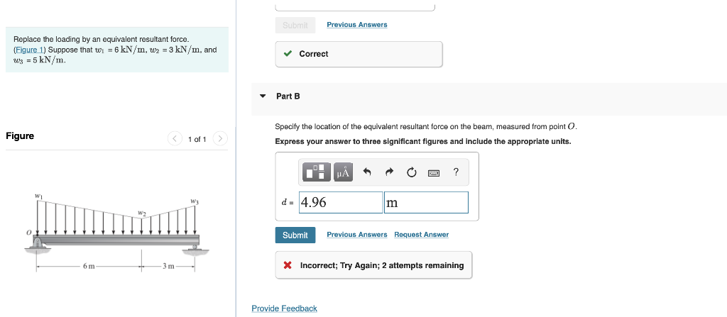 Solved Specify the location of the equivalent force on the | Chegg.com