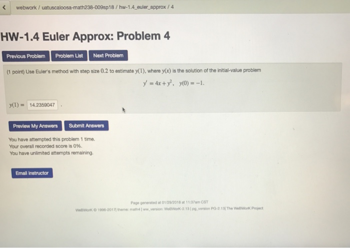 Solved webwork / uatuscaloosa-math238-009sp18/ | Chegg.com