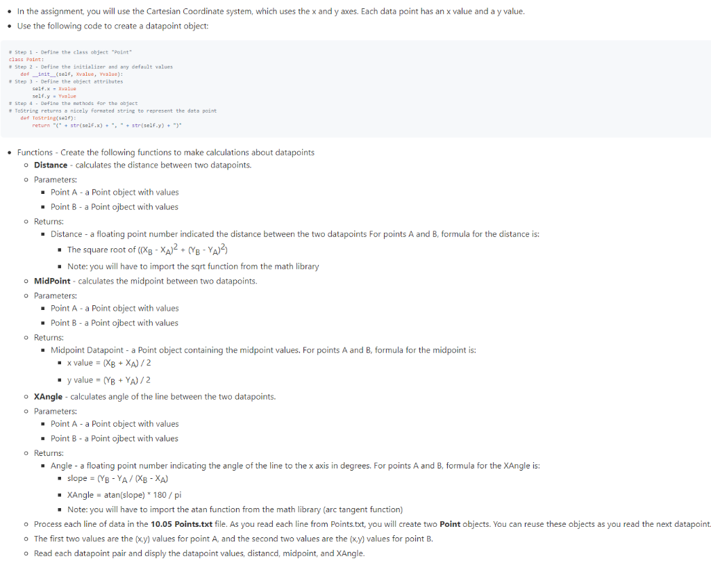 Solved • In the assignment, you will use the Cartesian | Chegg.com