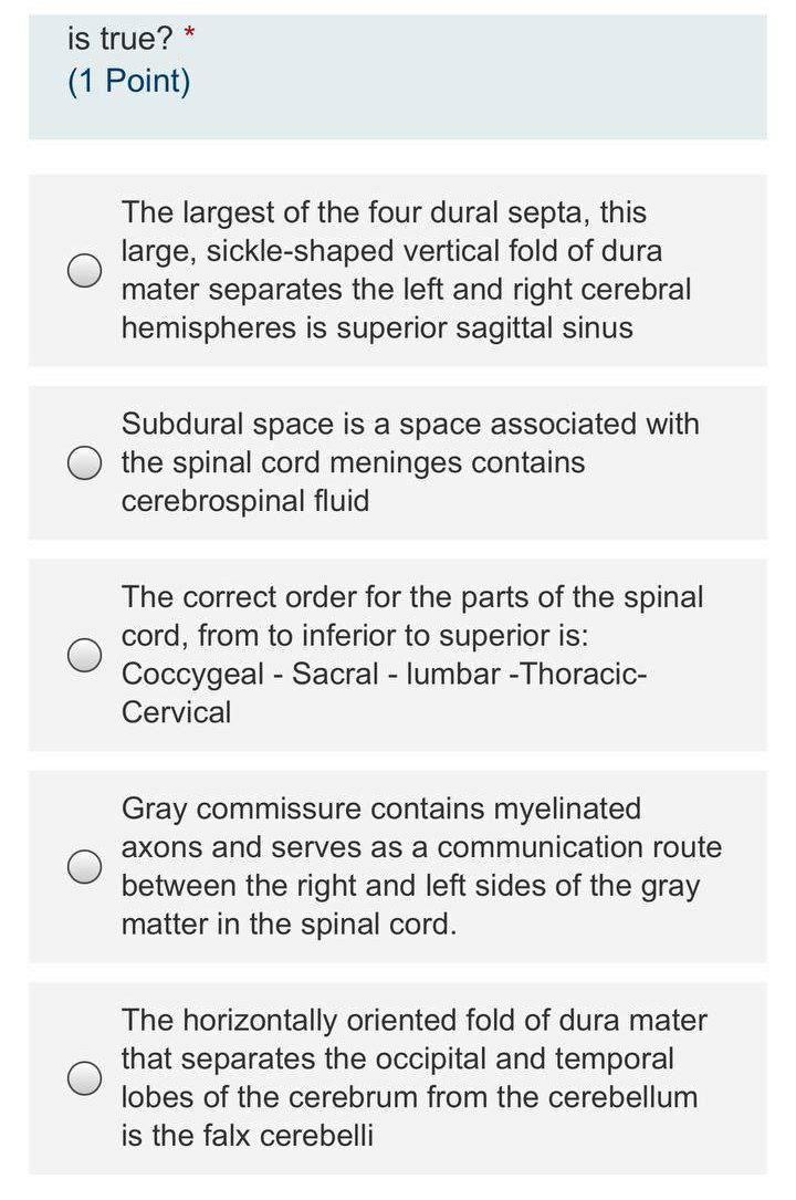 Solved * is true? (1 Point) The largest of the four dural | Chegg.com