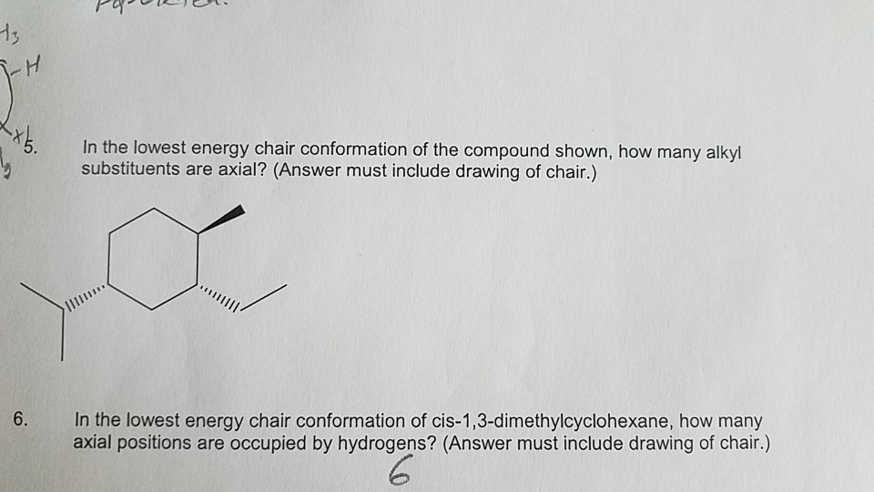 Solved in the lowest energy chair conformation of the | Chegg.com