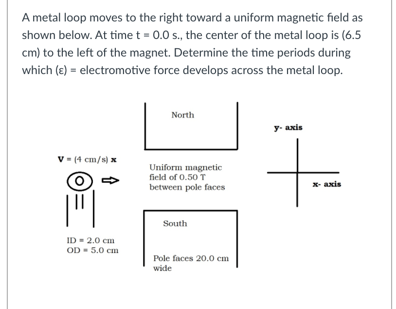 Solved A metal loop moves to the right toward a uniform | Chegg.com