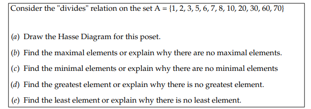 Solved Consider the "divides" relation on the set A = | Chegg.com