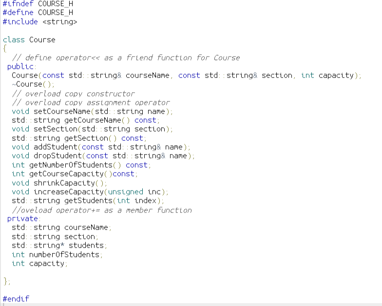 Solved You will work on the Course Class which is given in | Chegg.com