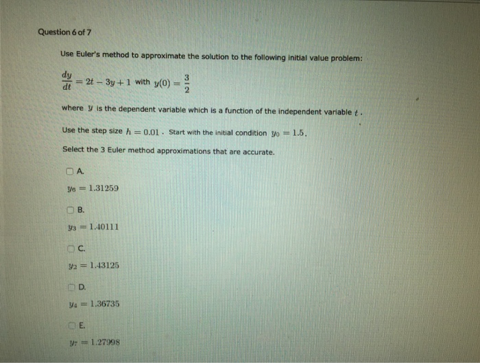 Solved Use Euler's method to approximate the solution to the | Chegg.com