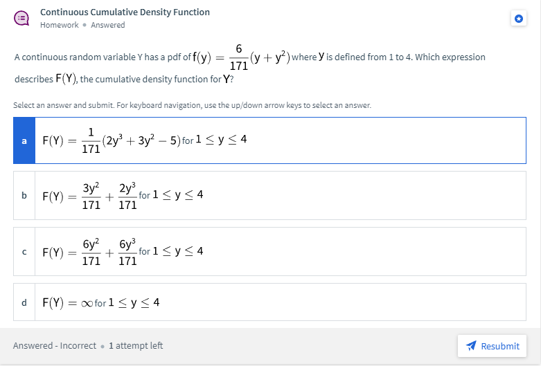 Solved Continuous Cumulative Density Function Homework | Chegg.com
