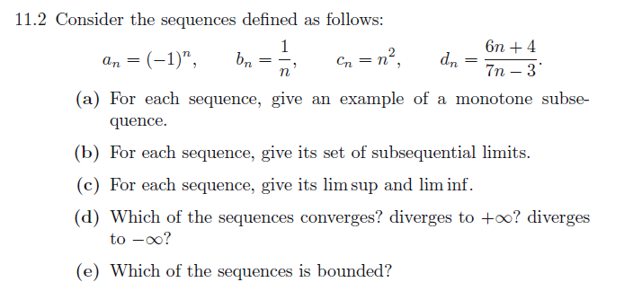 Solved Cn = n?, 11.2 Consider the sequences defined as | Chegg.com
