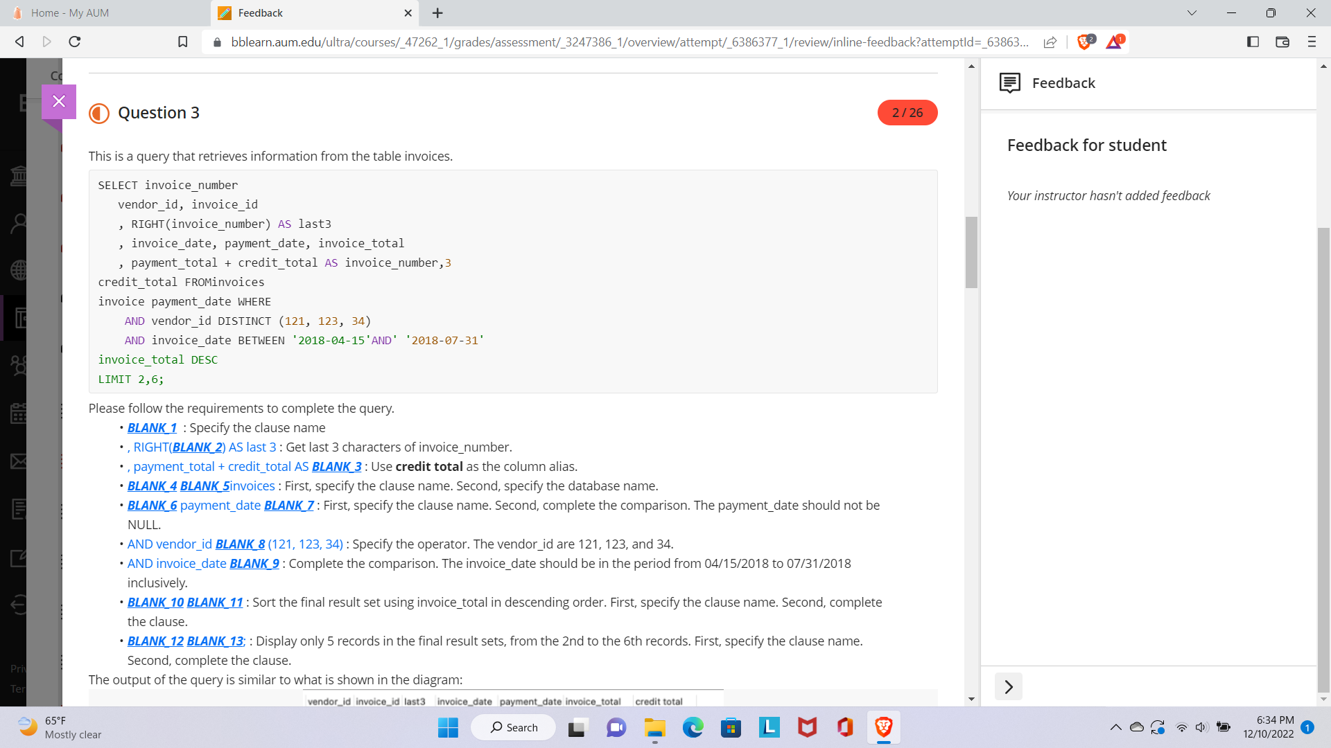 Solved Feedback for student This is a query that retrieves | Chegg.com