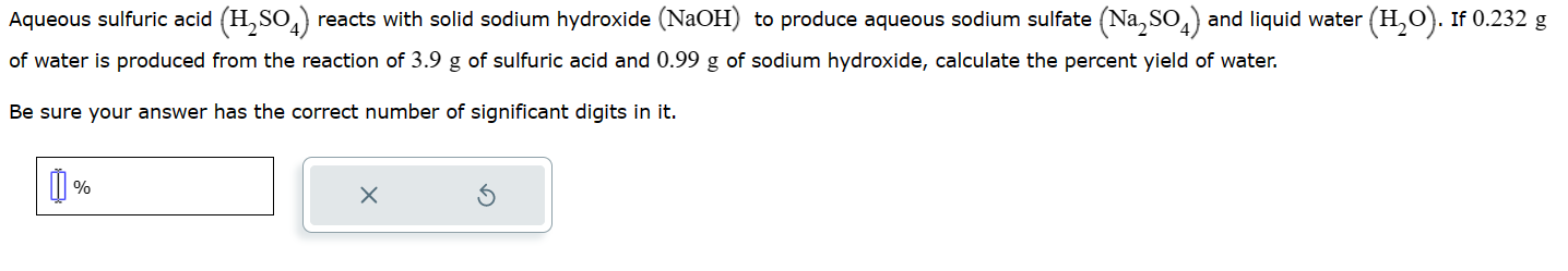 Solved Aqueous sulfuric acid (H2SO4) reacts with solid | Chegg.com