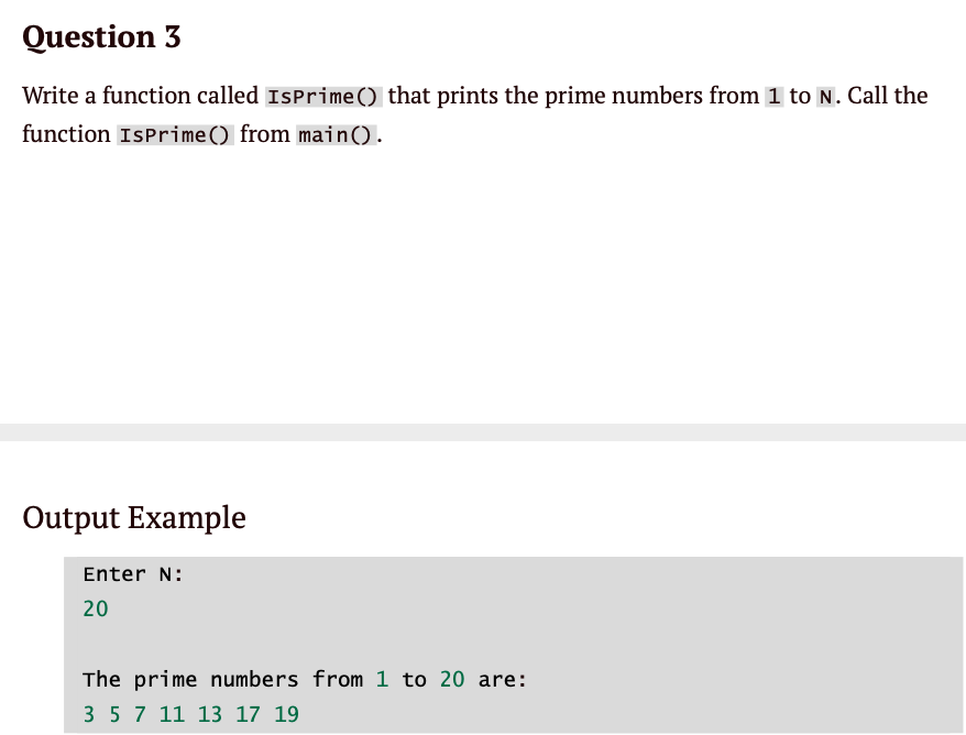 Solved C Programming Write A Function Called Isprime