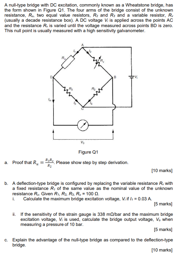 Solved A null-type bridge with DC excitation, commonly known | Chegg.com