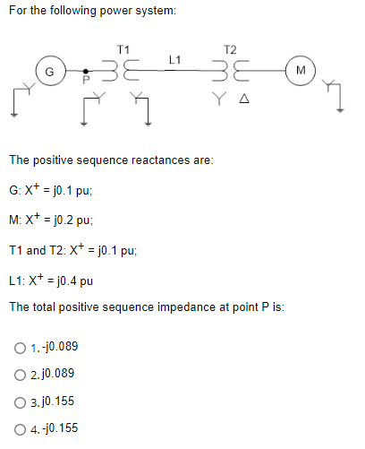 Solved For the following power system: The positive sequence | Chegg.com