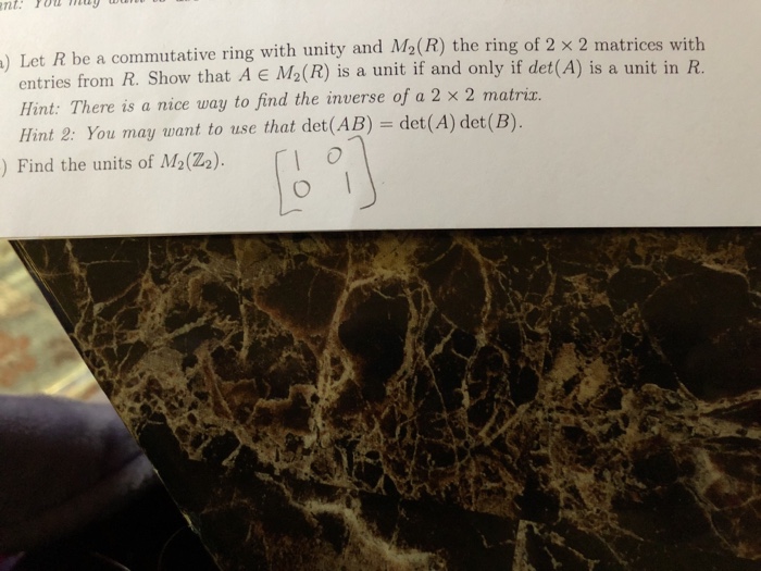 Solved Let R be a commutative ring with unity and M2(R) the | Chegg.com