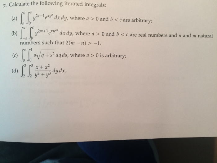 Solved Calculate the following iterated integrals: | Chegg.com
