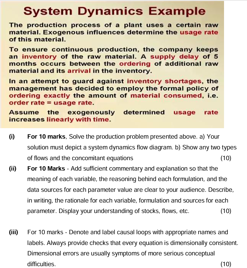 Solved System Dynamics Example The production process of a | Chegg.com