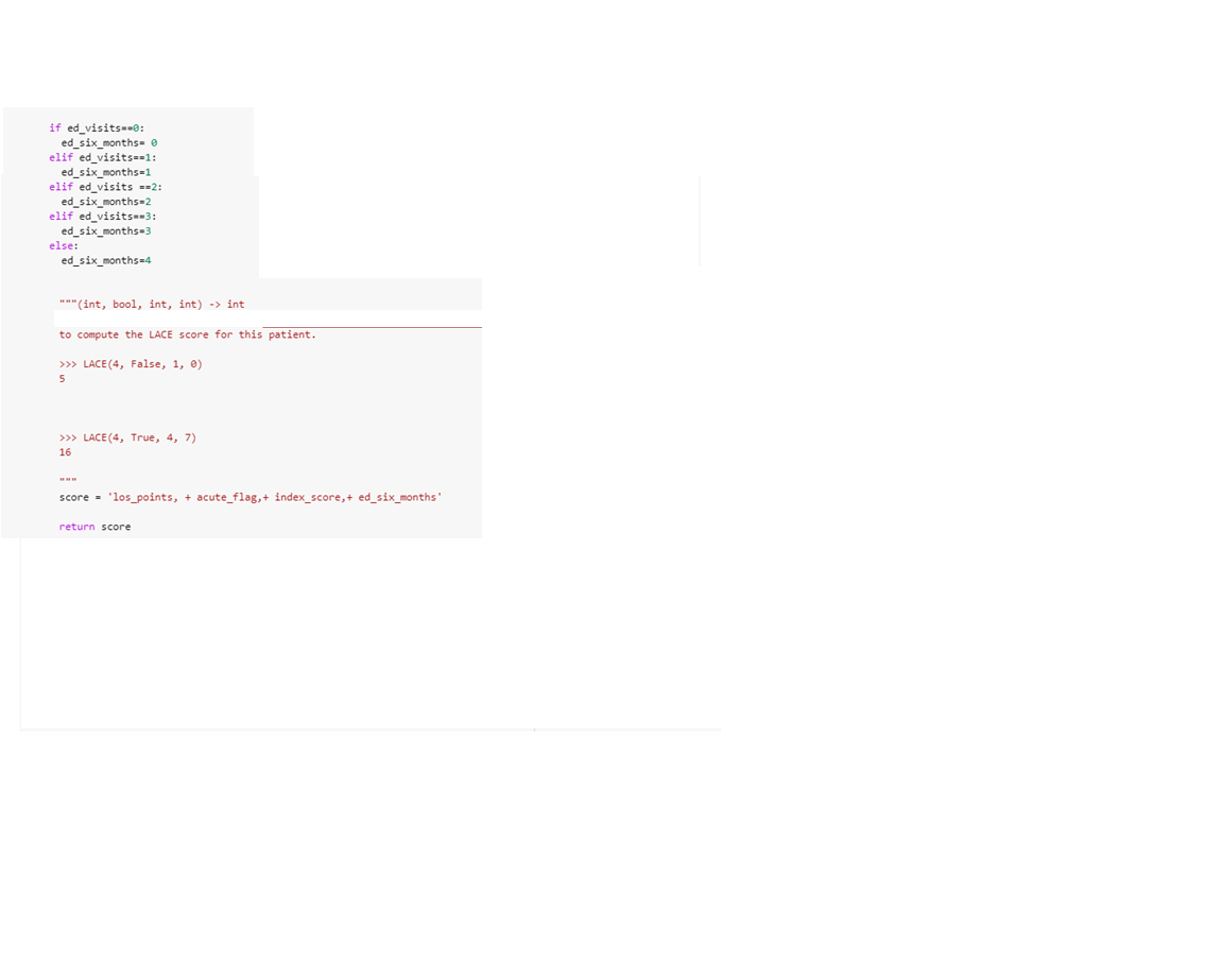 Solved LACE score - trying to complete the python 3.xxx code | Chegg.com