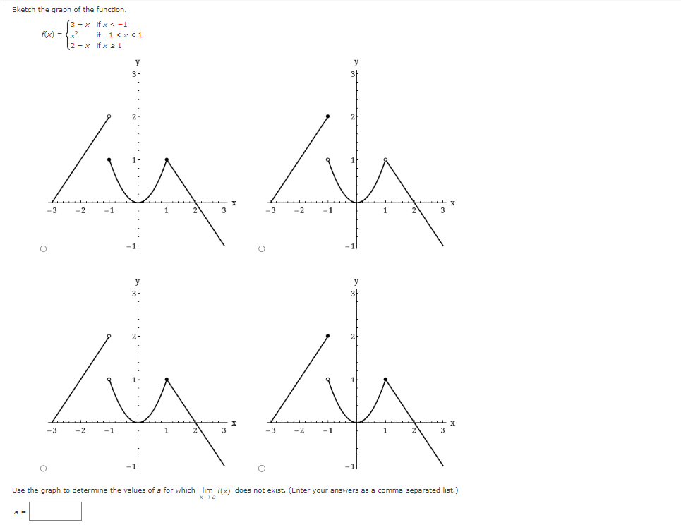 Solved Sketch the graph of the function. f(x)=⎩⎨⎧3+xx22−x if | Chegg.com