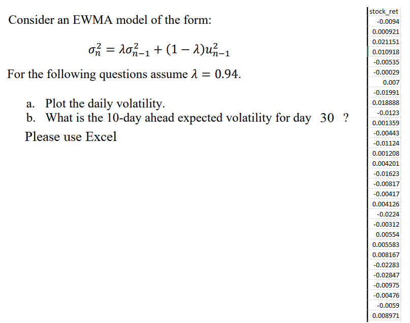 Solved Consider an EWMA model of the form: | Chegg.com