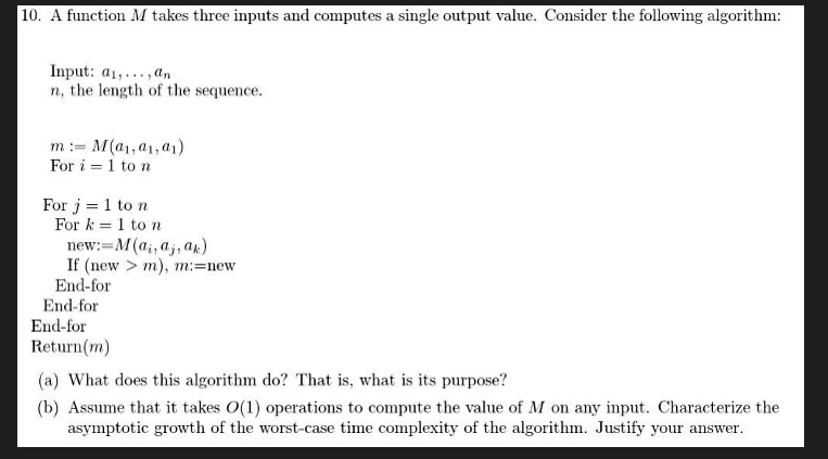 Solved A function M ﻿takes three inputs and computes a | Chegg.com