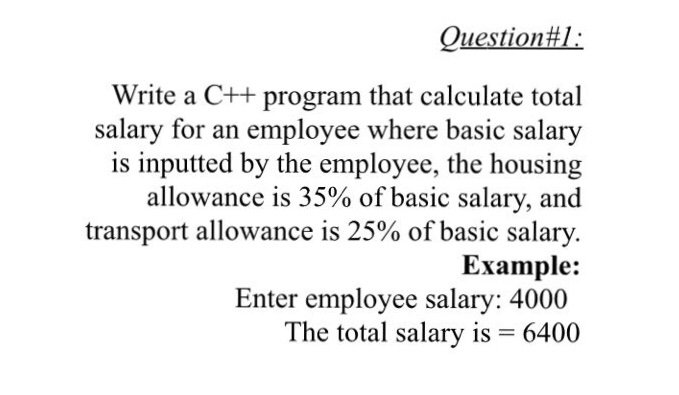 Solved Question#1 : Write a C++ program that calculate total | Chegg.com