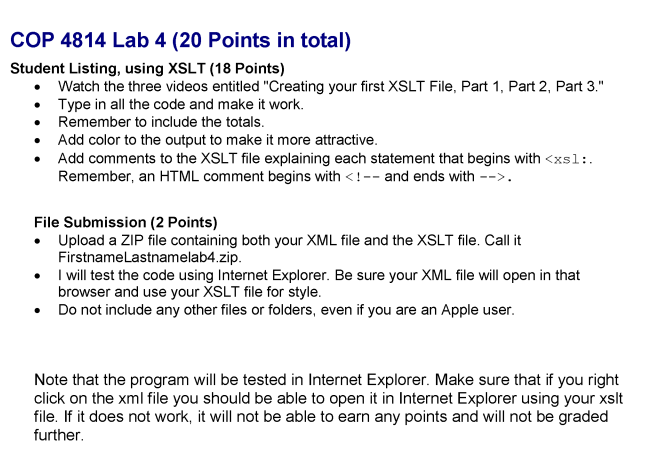 COP 4814 Lab 4 (20 Points in total) Student Listing, | Chegg.com