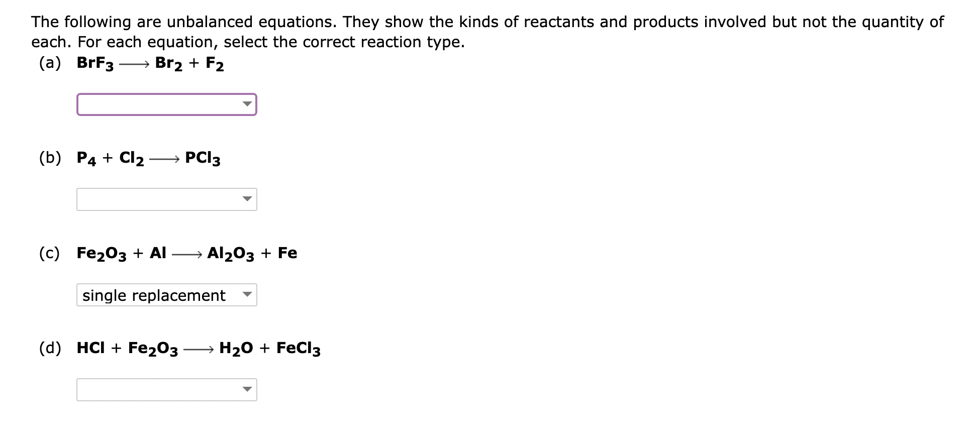 Solved The following are unbalanced equations. They show the | Chegg.com