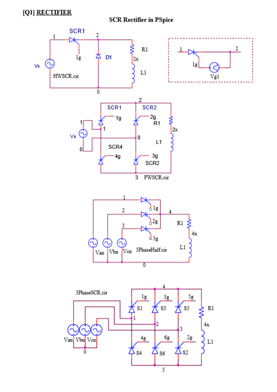 (Q1) RECTIFIER SCR Rectifier in PSpice SCR1 w | Chegg.com