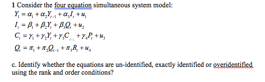 1 Consider the four equation simultaneous system | Chegg.com