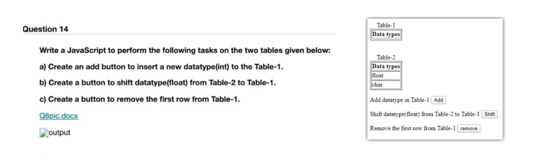 Solved Question 14 Table-1 Data types Table-2 Data types | Chegg.com