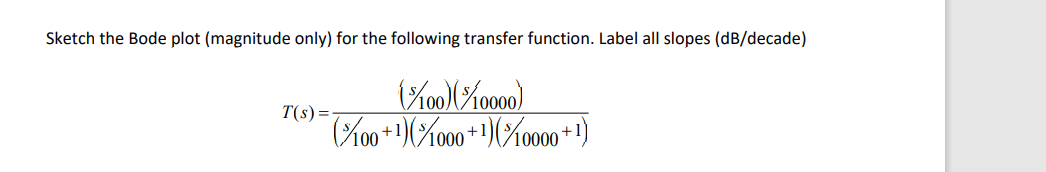 Solved Sketch the Bode plot (magnitude only) for the | Chegg.com