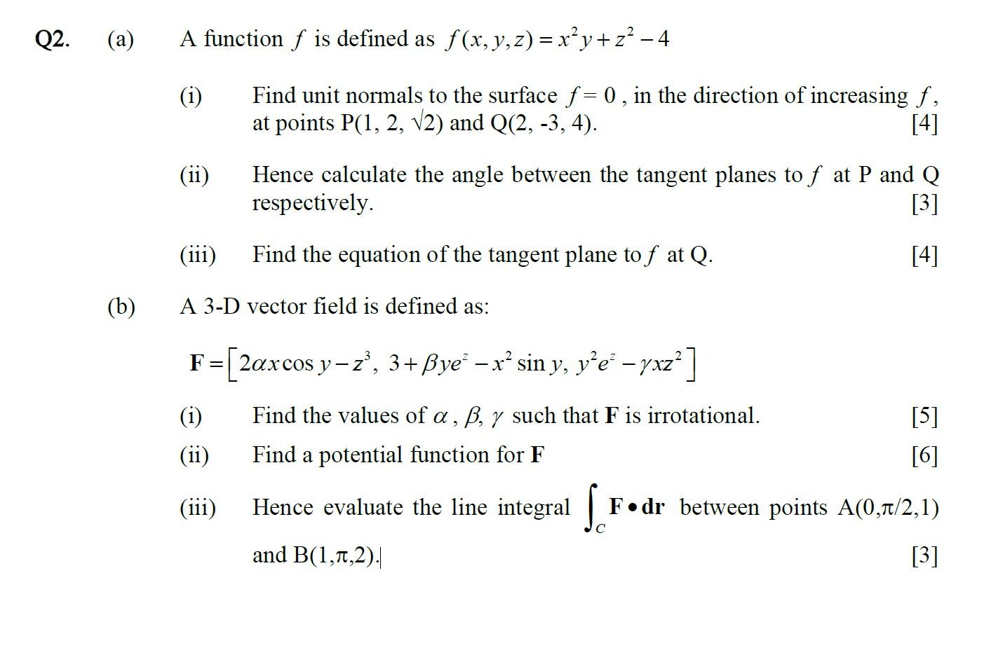 Solved Q2. (a) ) A function f is defined as f(x,y,z) = | Chegg.com