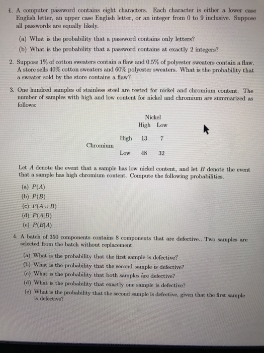 Solved A computer password contains eight characters. Each | Chegg.com