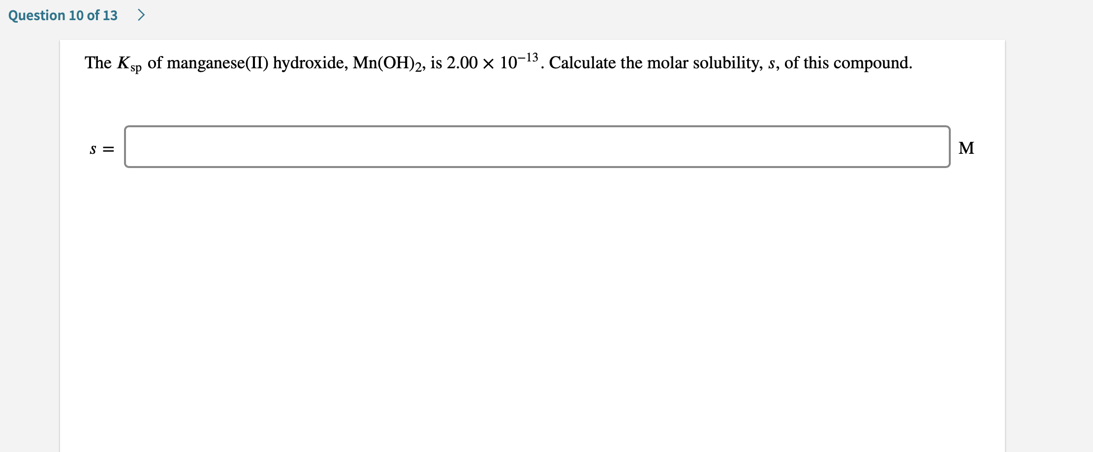 Solved Question 10 of 13 > The Ksp of manganese(II) | Chegg.com