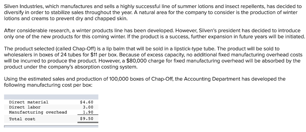 Solved Silven Industries, which manufactures and sells a | Chegg.com